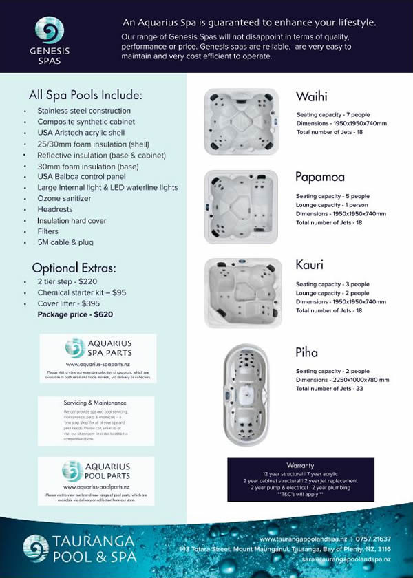 Brochures - Spa and Sauna Info - Tauranga Pool and Spa